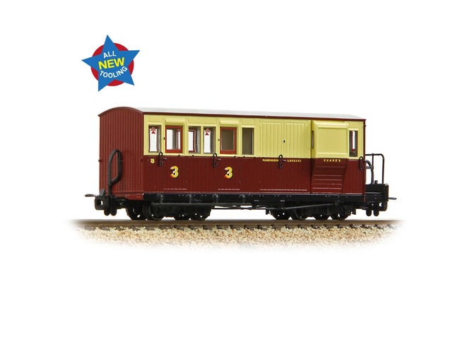 Bachmann OO9 394-085 Ffestiniog Railway Brake Third No. 8 Crimson & Cr
