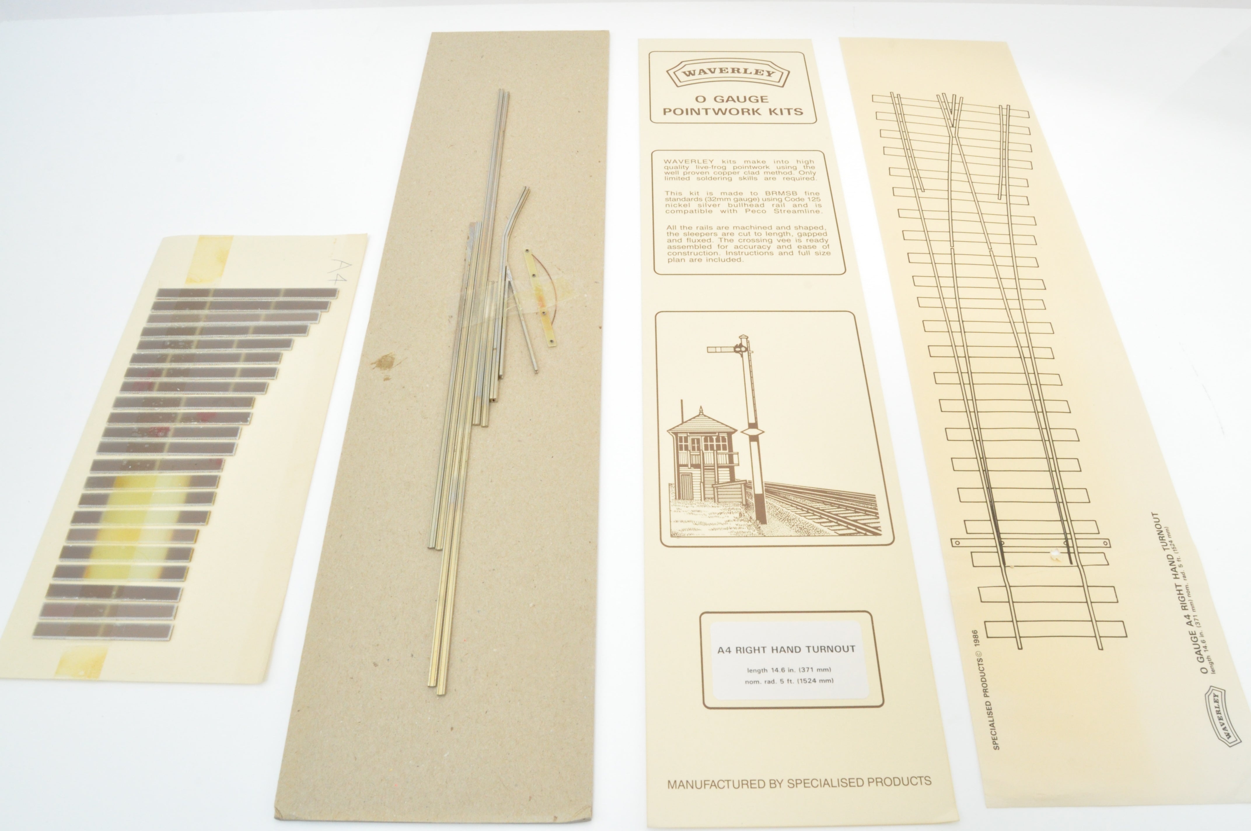 Waverley 7mm O Gauge A4 Right Hand Turnout Kit - Unbuilt