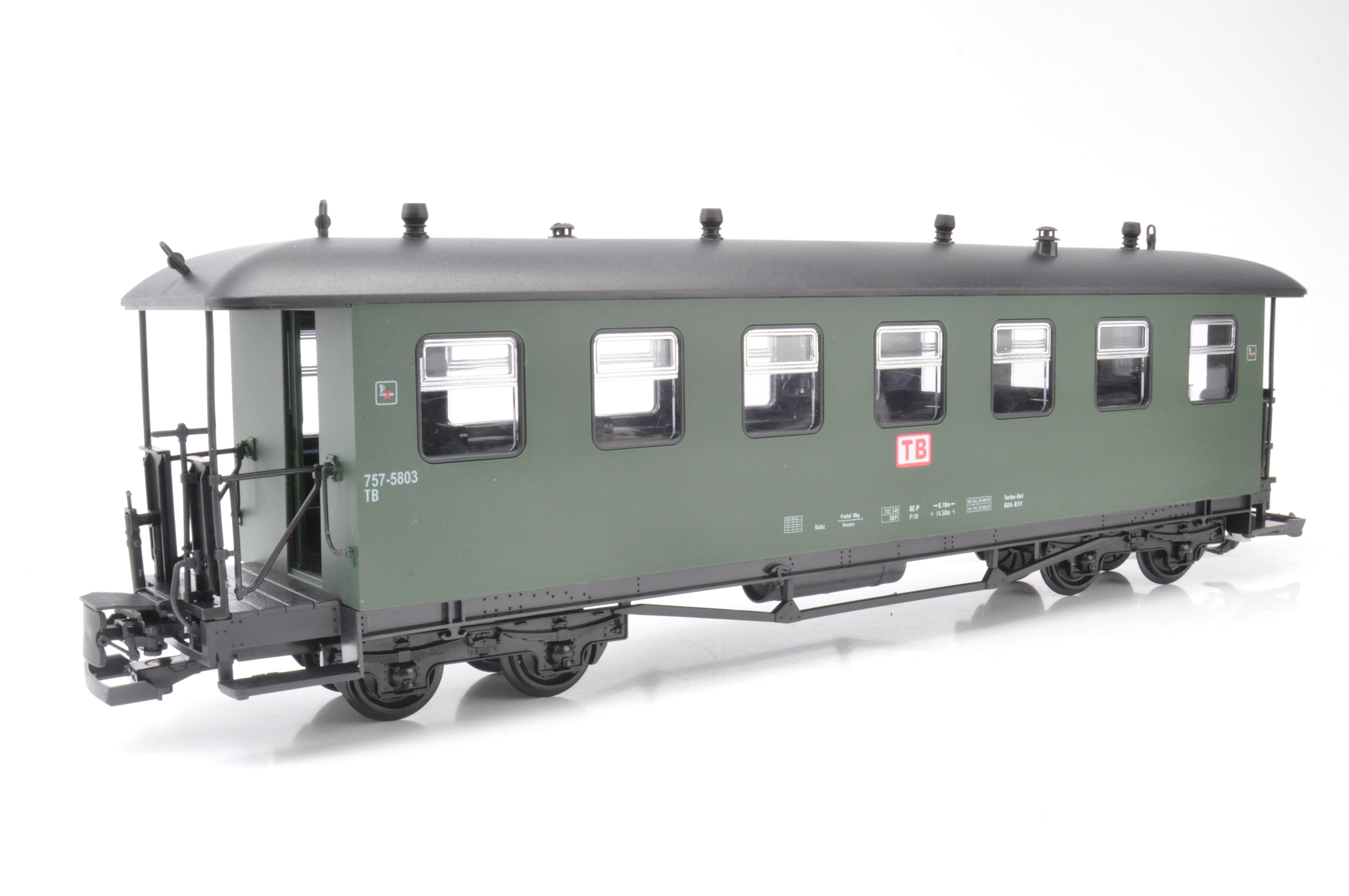Train G Gauge 757-5803 TB Bogie Passenger Coach, Green - Boxed