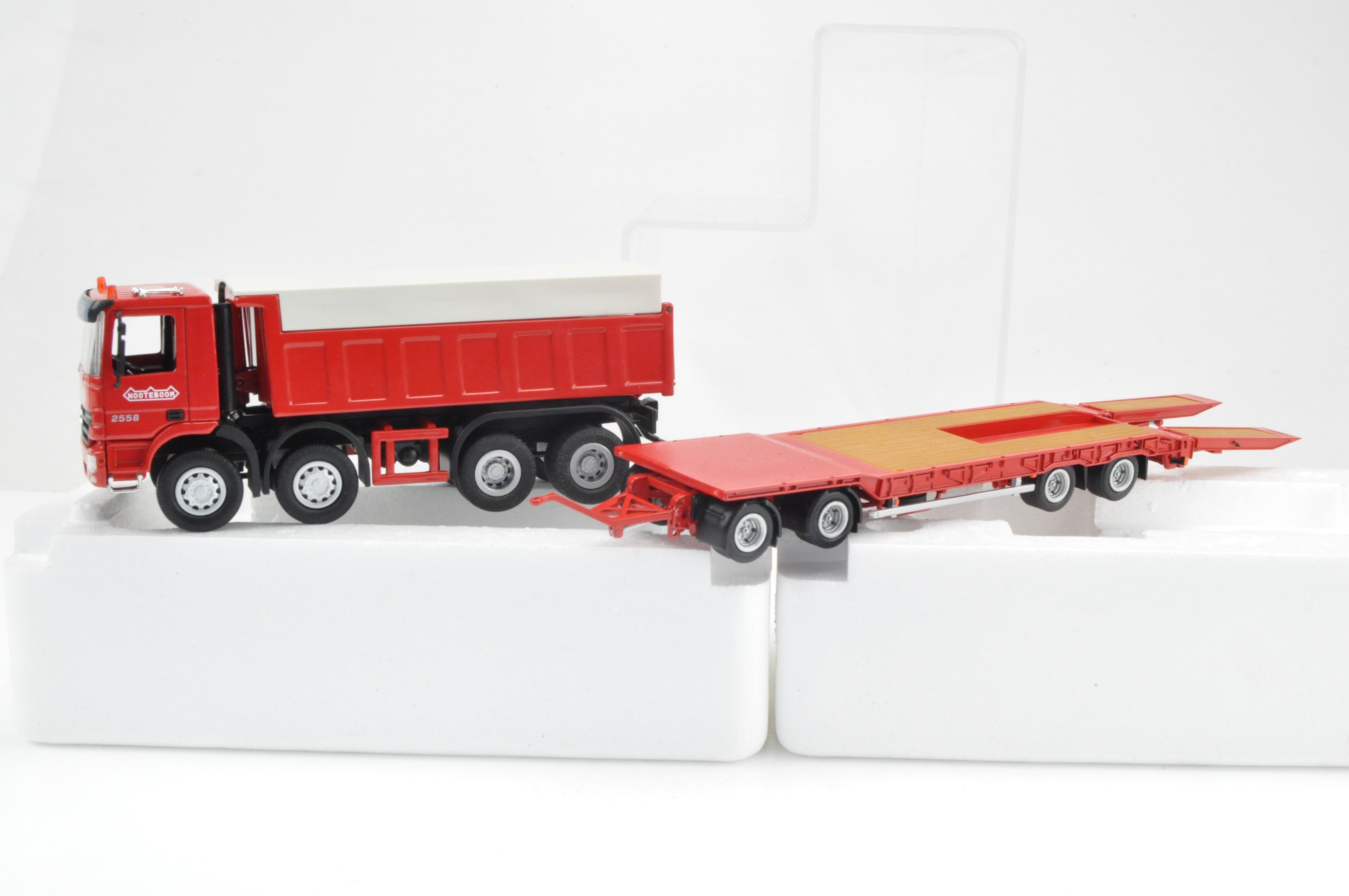 NZG Model 1:50 Scale Noteboom ASD40 Drawbar Semi-lowloader - Red