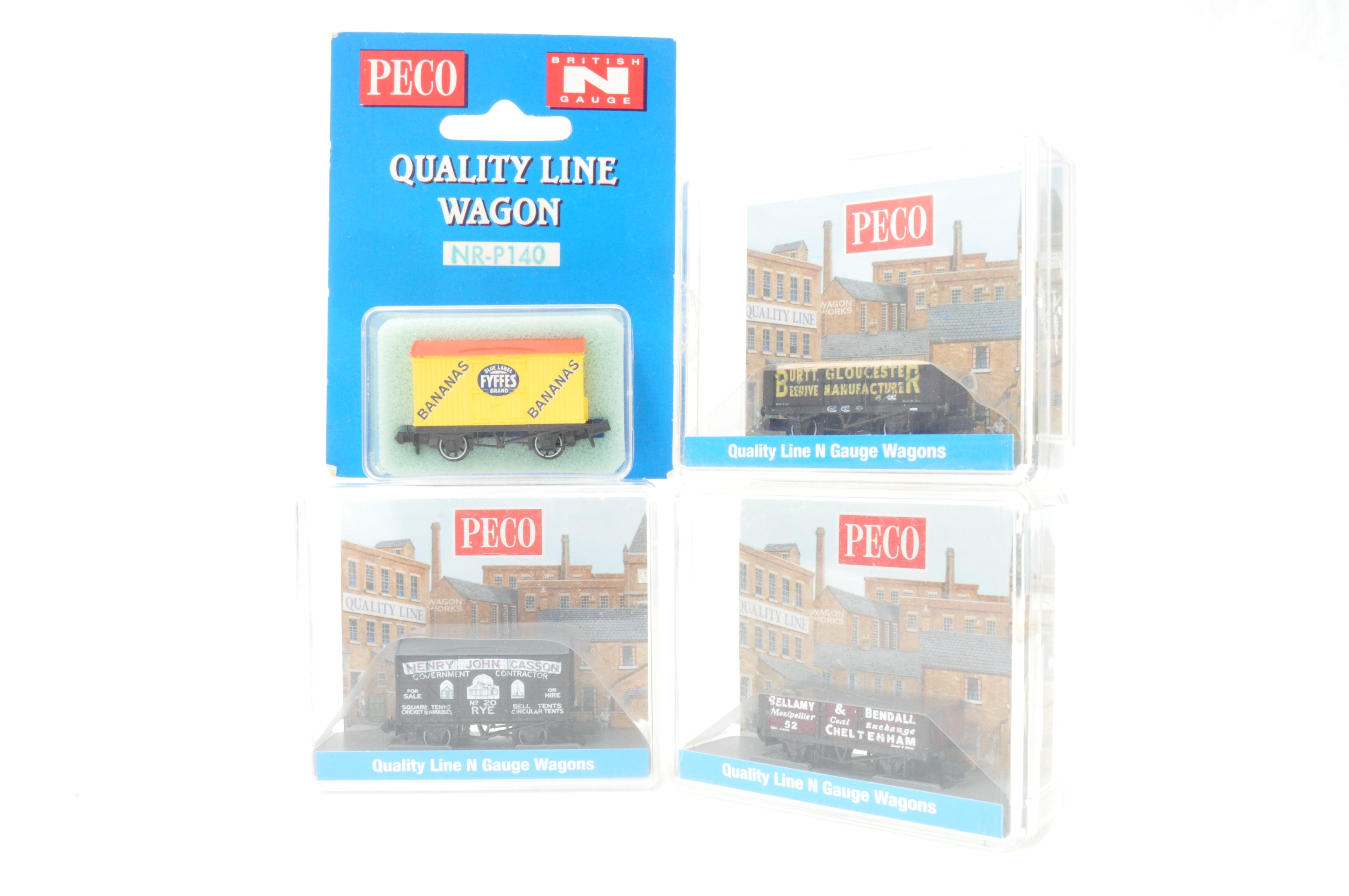 Peco N Gauge Mixed Rake of 4 Commercial Private Owner Wagons - Boxed