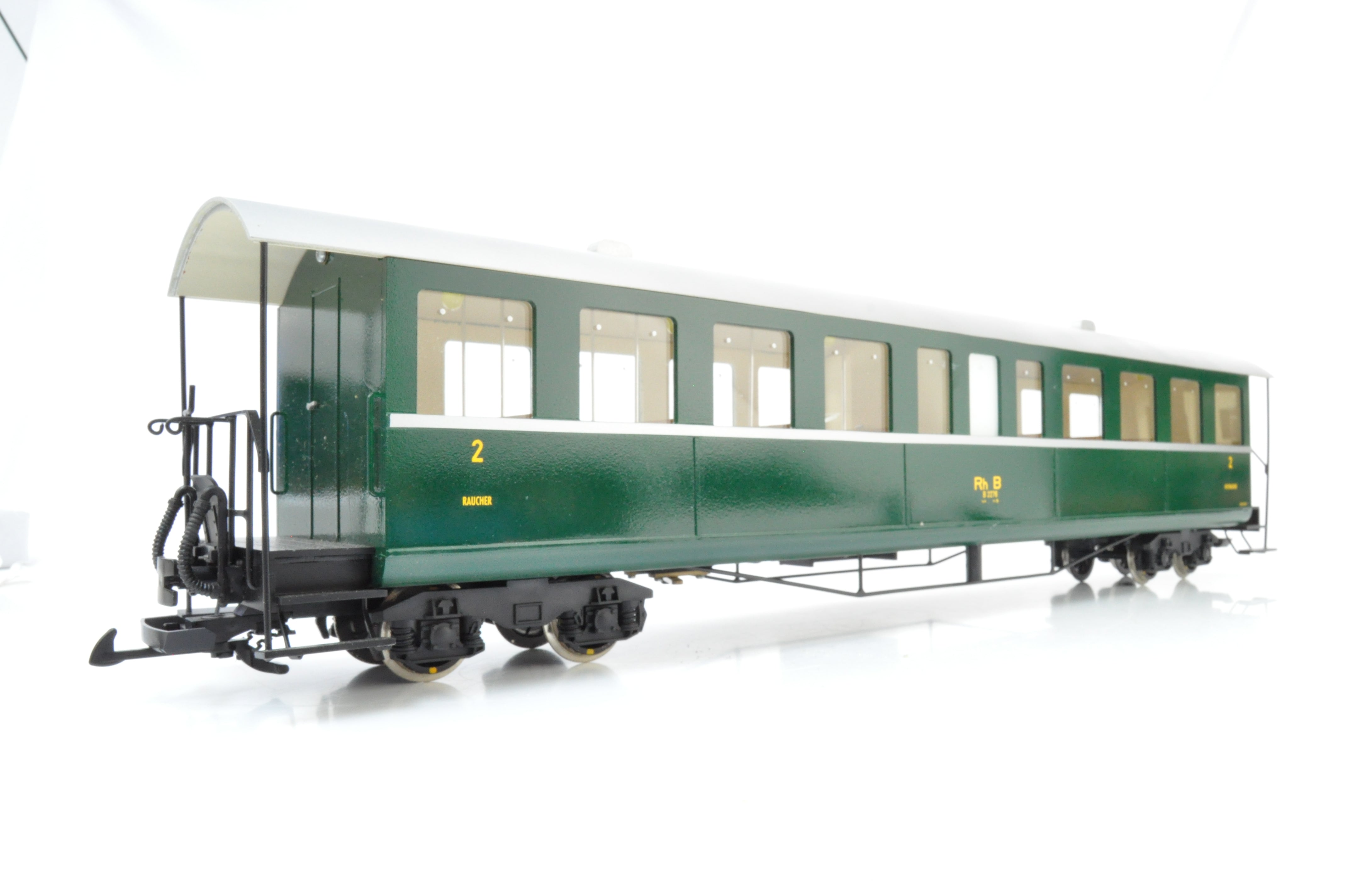 Scratch Built G Gauge RHB 2nd Class Bogie Passenger Coach
