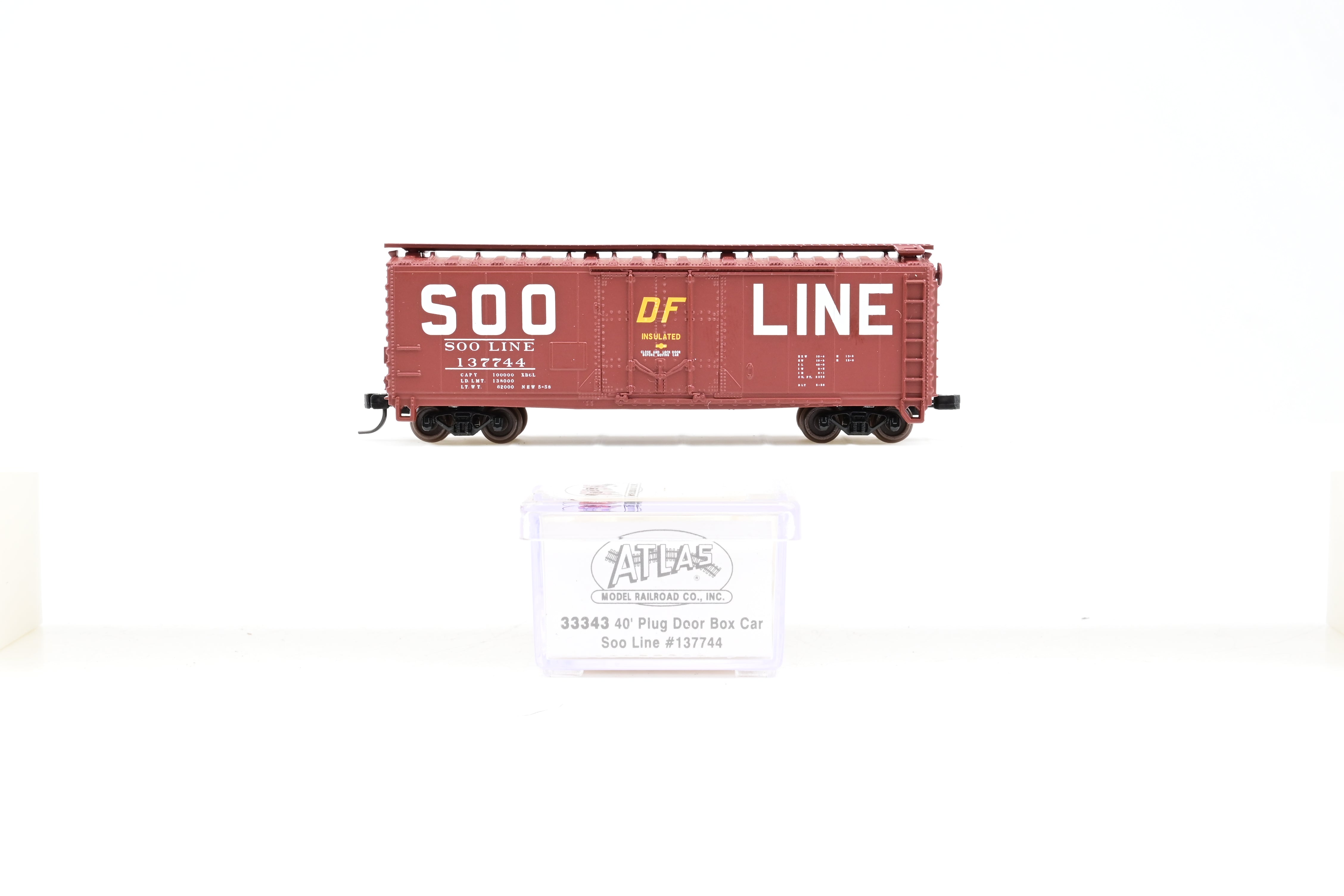 Atlas N Gauge 33343 40' Plug Door Box Car Soo Line #137744