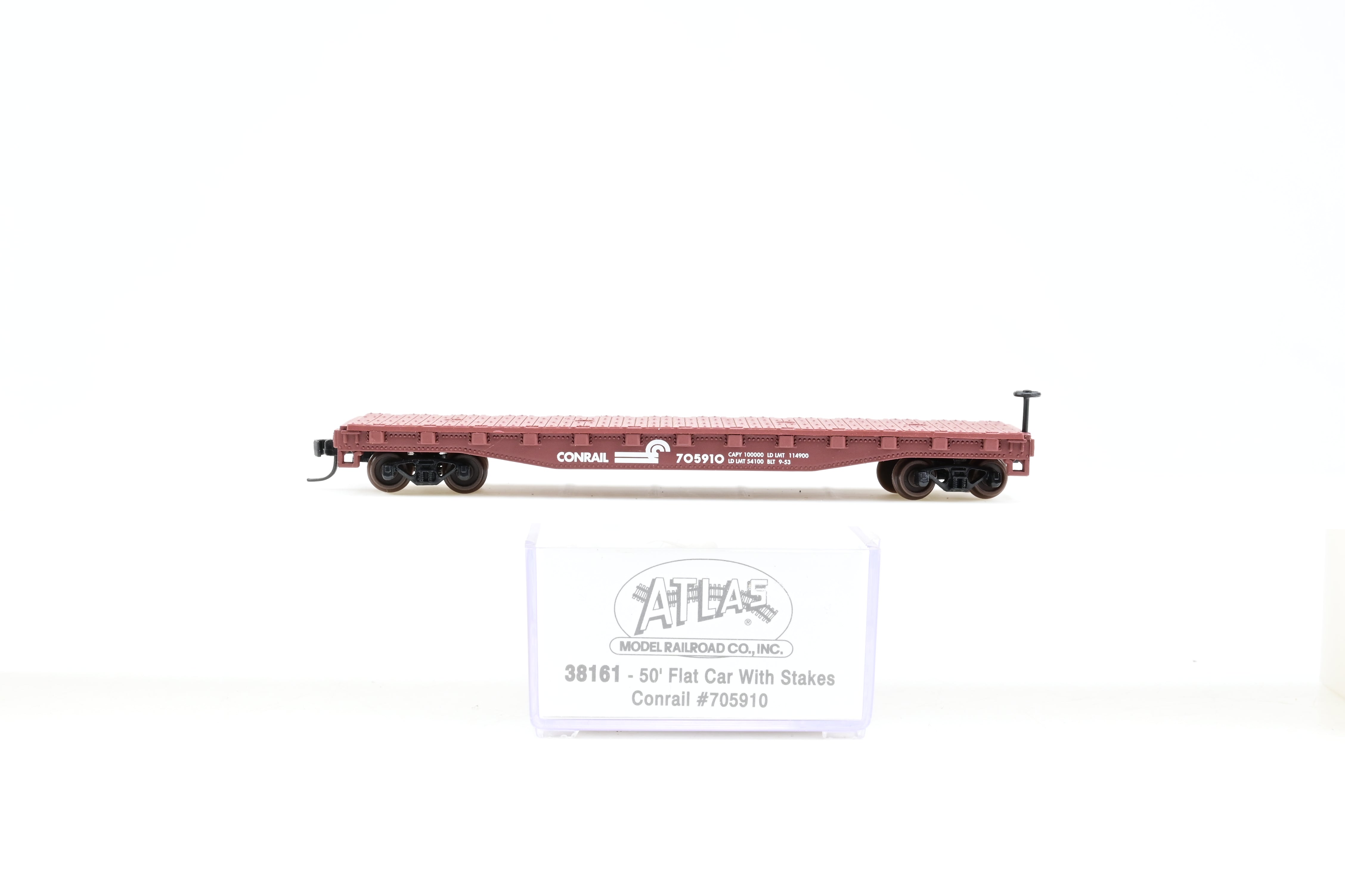 Atlas N Gauge 38161 - 50' Flat Car With Stakes Conrail #705910