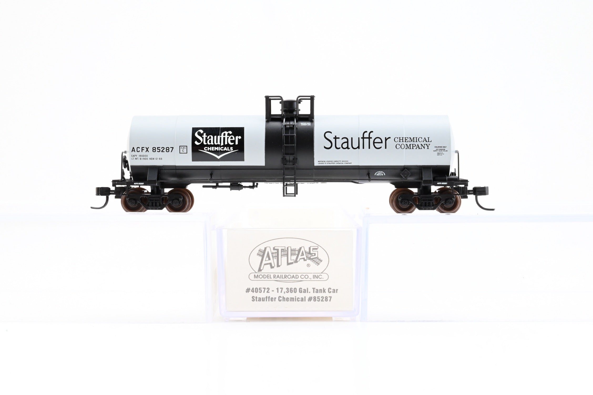 Atlas N Gauge 40572 17,360 Gallon Tank Car Stauffer Chemical #85287