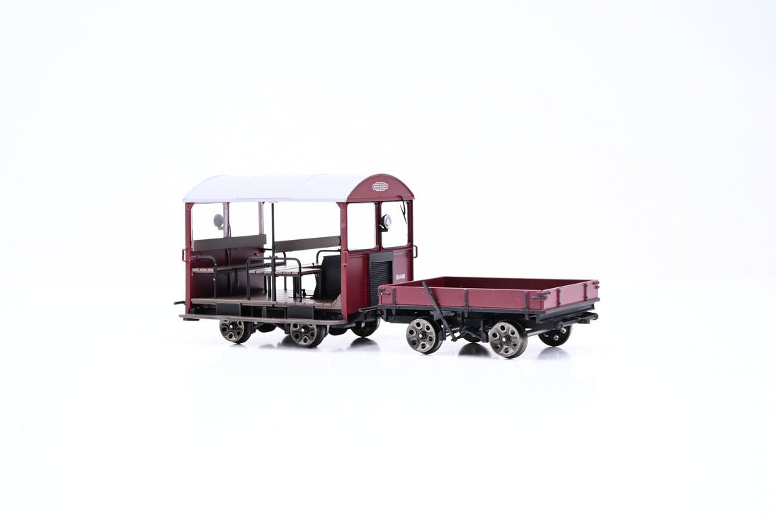 Ellis Clark 7mm O Gauge E1016 Wickham Trolley & Trailer BR Maroon No.B