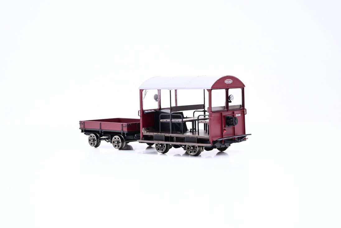 Ellis Clark 7mm O Gauge E1016 Wickham Trolley & Trailer BR Maroon No.B