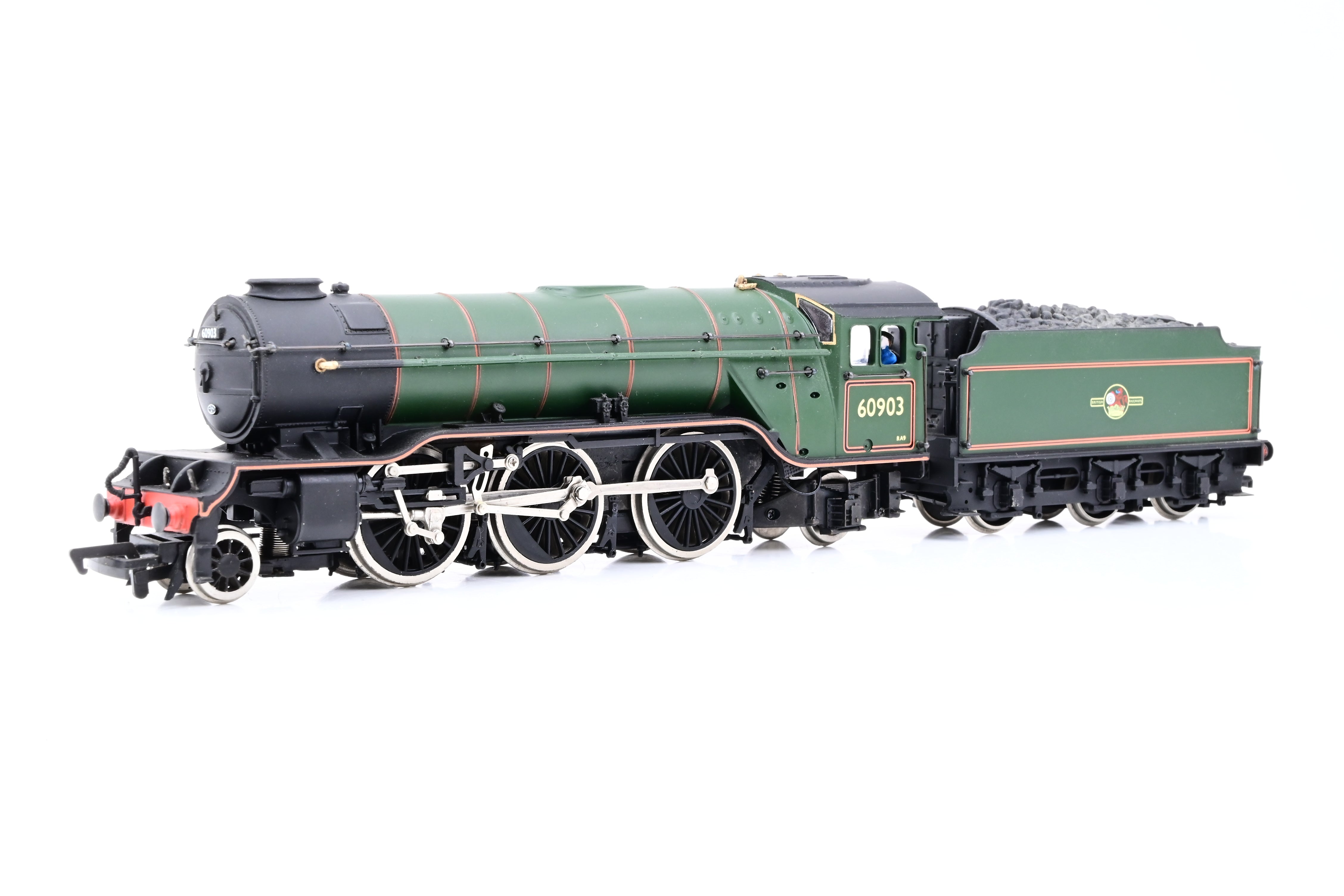 Bachmann OO Gauge 31-554 BR Green Late Crest Class V2 w/ Double Chimne