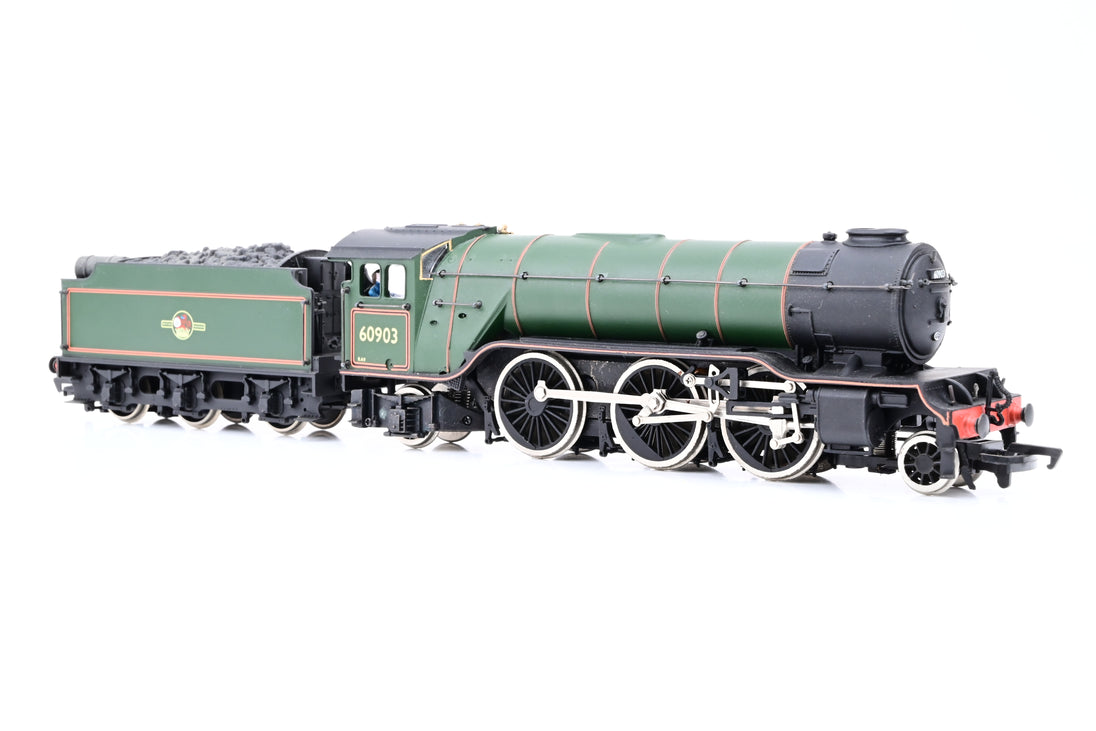 Bachmann OO Gauge 31-554 BR Green Late Crest Class V2 w/ Double Chimne