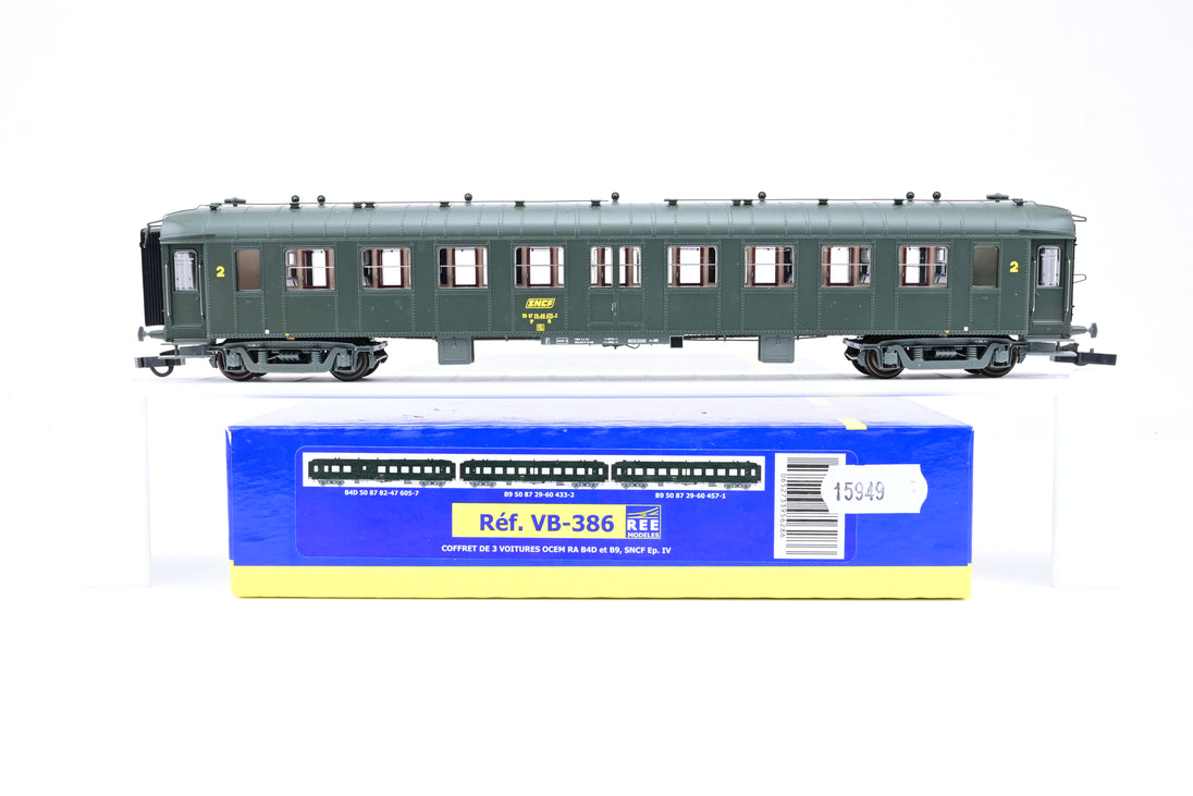 REE Models HO Gauge VB-386 Set of 3 SNCF Green OCEM Coaches - Boxed