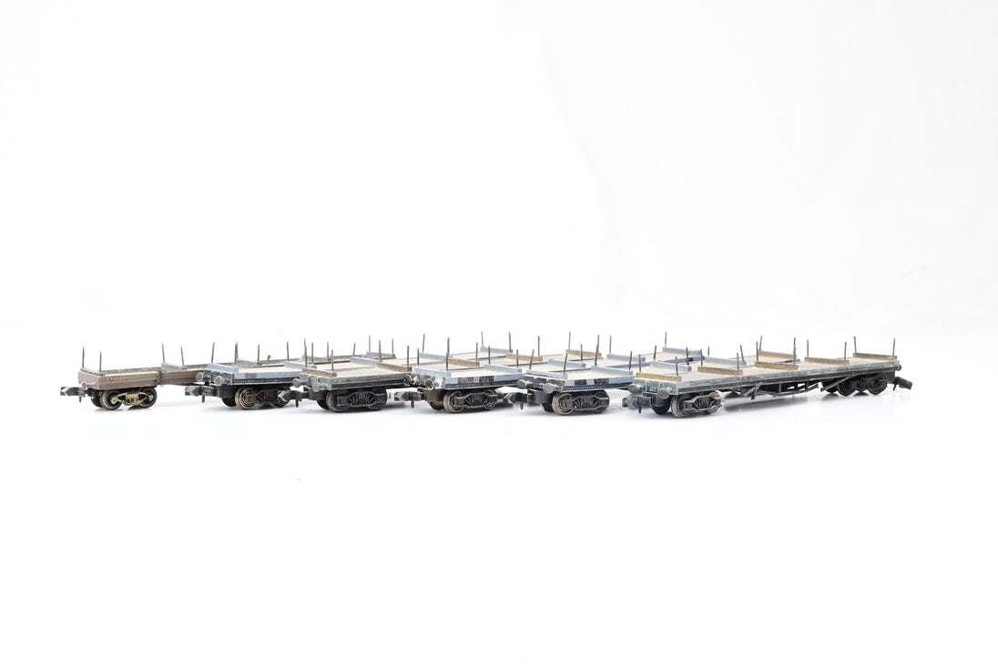 Kit Built N Gauge Rake 6 Bogie Bolster Wagons - Unboxed